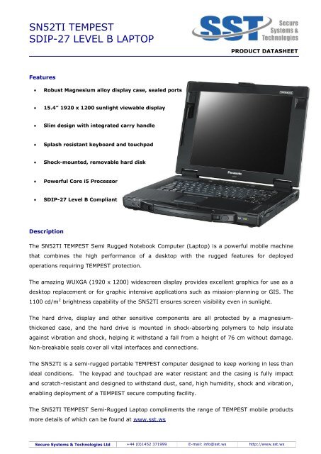 SN52TI TEMPEST SDIP-27 Level B Rugged Laptop Data ... - SST