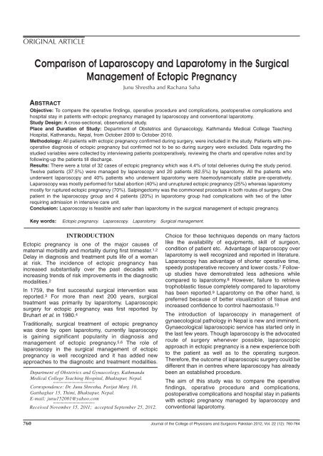 Comparison Of Laparoscopy And Laparotomy In The Surgical