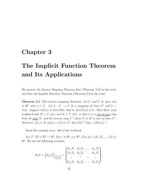 Chapter 3 The Implicit Function Theorem And Its Applications
