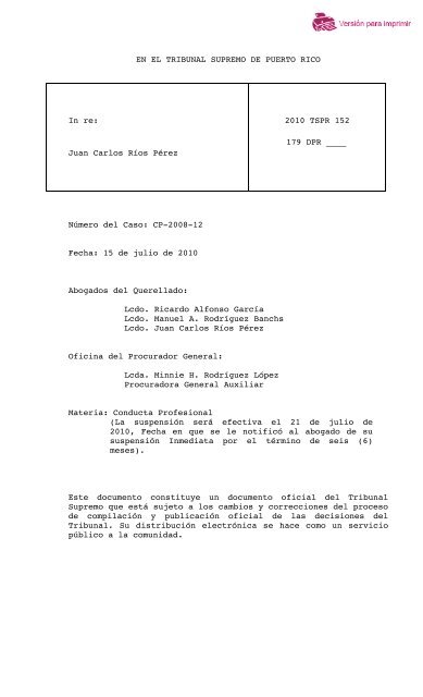 Per Curiam - Rama Judicial de Puerto Rico