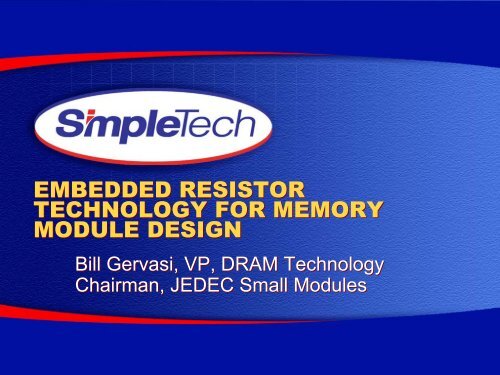 Embedded Resistor Technology for Memory Module Design