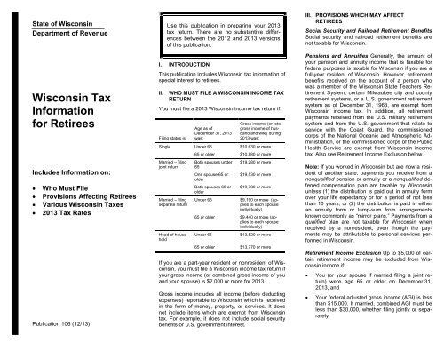 Publication 106 - Wisconsin Department of Revenue