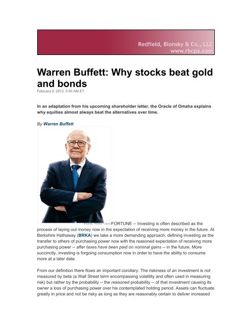 Warren Buffett: Why stocks beat gold and bonds