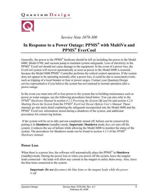 PPMS with MultiVu and PPMS EverCool - Quantum Design, Inc.