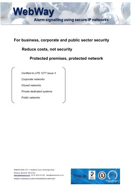 WebWay Alarm signalling using secure IP networks - WebWayOne