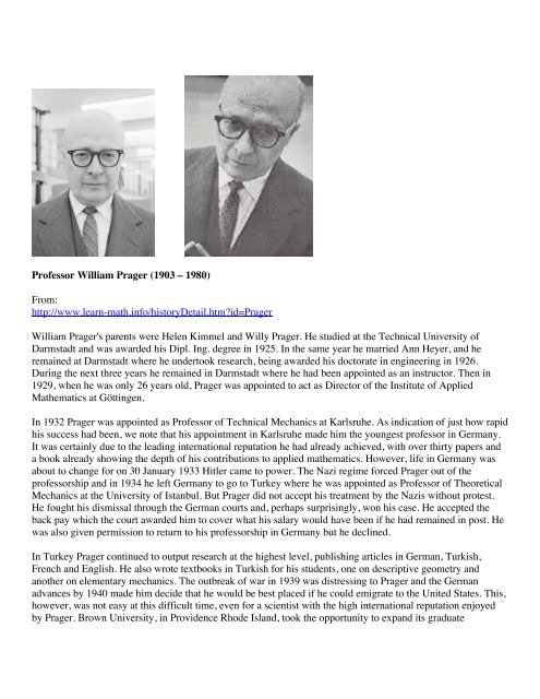 Prof. William Prager - Shellbuckling.com