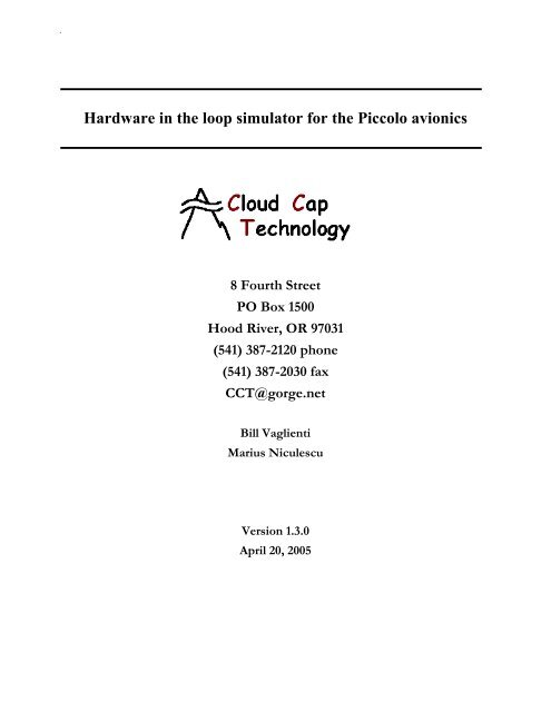 Hardware in the loop simulator for the Piccolo avionics - Unmanned ...