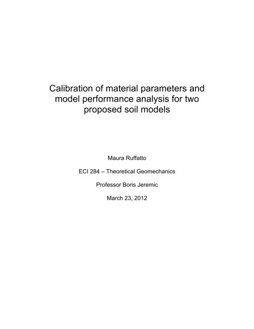 Calibration of material parameters and model ... - Boris Jeremic