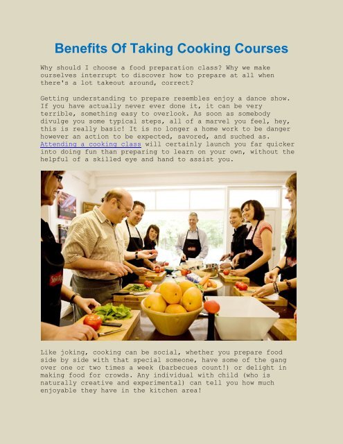 Benefits Of Taking Cooking Courses
