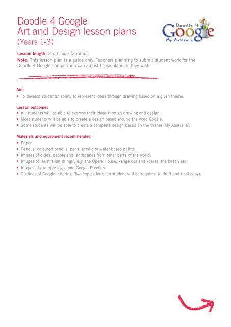 Doodle 4 Google Art and Design lesson plans