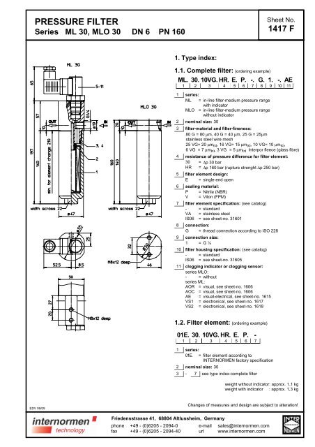 PRESSURE FILTER - internormen.com