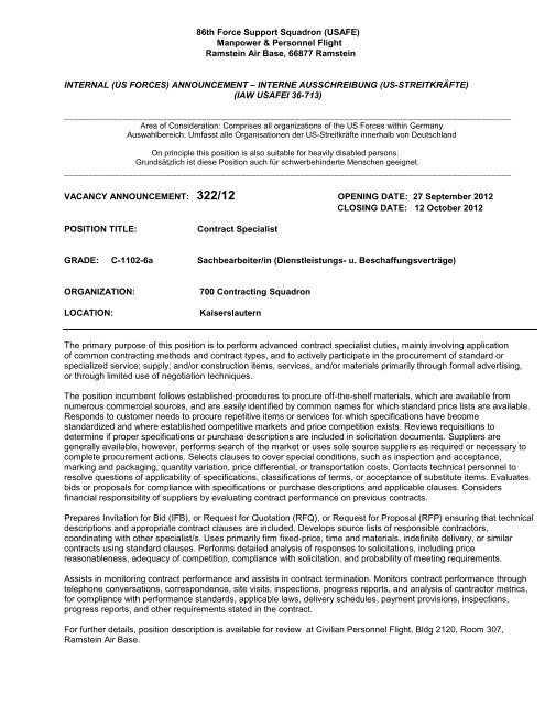 86th Force Support Squadron (USAFE) - Ramstein Air Base