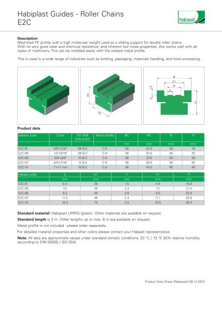 E2C HabiPLASTÂ® Guides - Roller Chains - Habasit