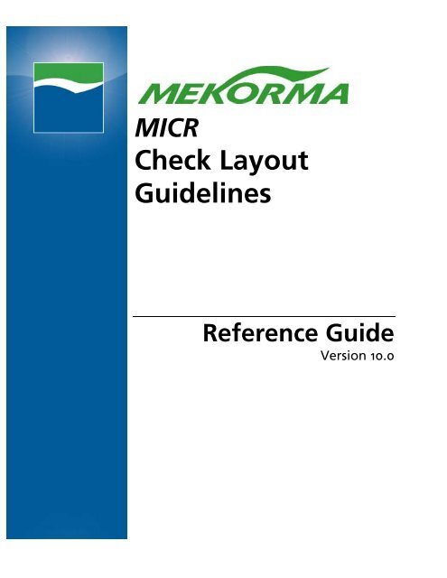 MICR Check Layout Check Off List - Mekorma