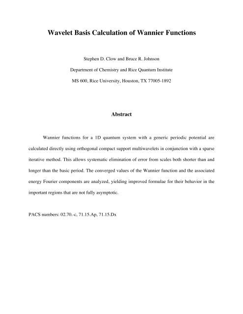 Wavelet Basis Calculation of Wannier Functions - Python Home Page