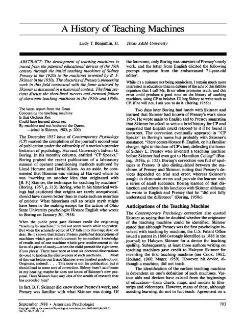 Skinner Teaching Machine