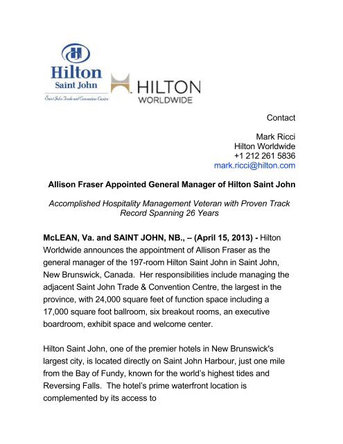 Allison Fraser Announced as General Manager ... - Eastern Hotelier