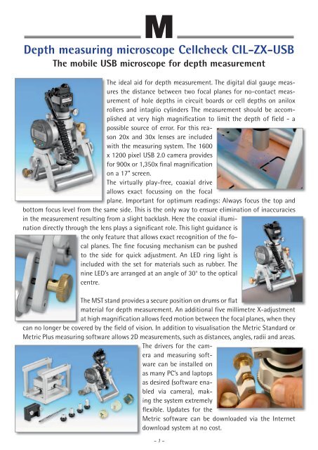 Depth measuring microscope Cellcheck CIL-ZX-USB The mobile ...