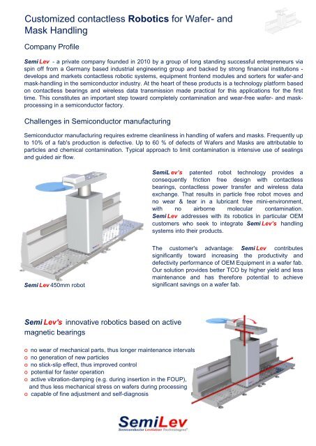 Customized contactless Robotics for Wafer- and ... - SemiLev GmbH