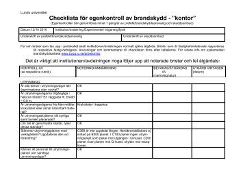 Checklista och egenkontroll av Brandskydd - Folksam