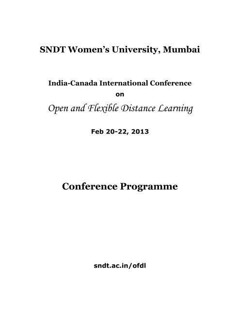Tentative Programme Schedule - SNDT Women's University