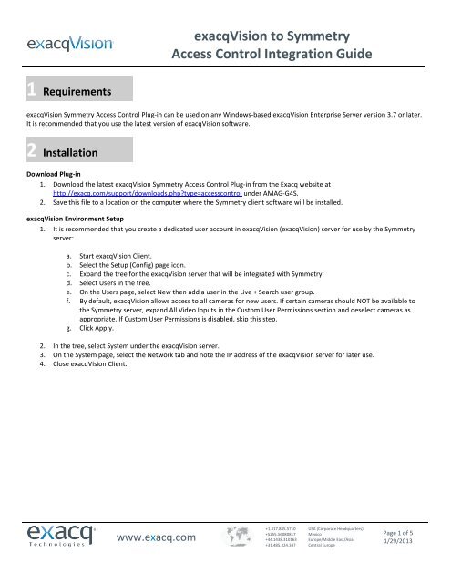 exacqVision to Symmetry Access Control Integration Guide