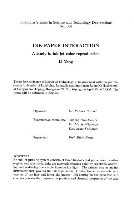 INK-PAPER INTERACTION