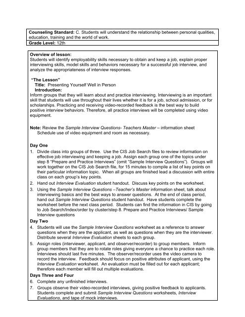 Counseling Standard - Idaho Professional-Technical Education