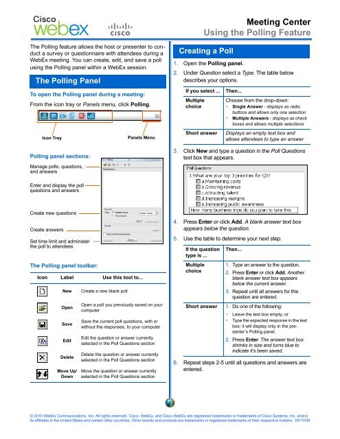 Meeting Center Using the Polling Feature - WebEx