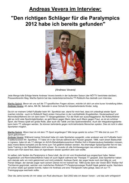 Andreas Vevera im Interview: "Den richtigen ... - BSV Weisser Hof