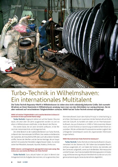 Turbo-Technik in Wilhelmshaven: Ein internationales Multitalent