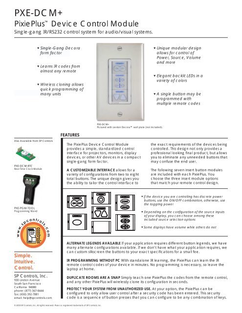 PXE-DCM+ Datasheet Pg. 2 - SP Controls