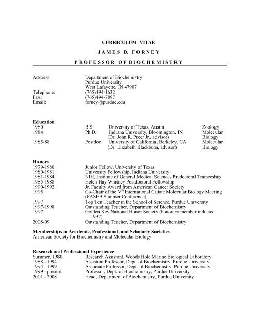 CURRICULUM VITAE - Purdue University