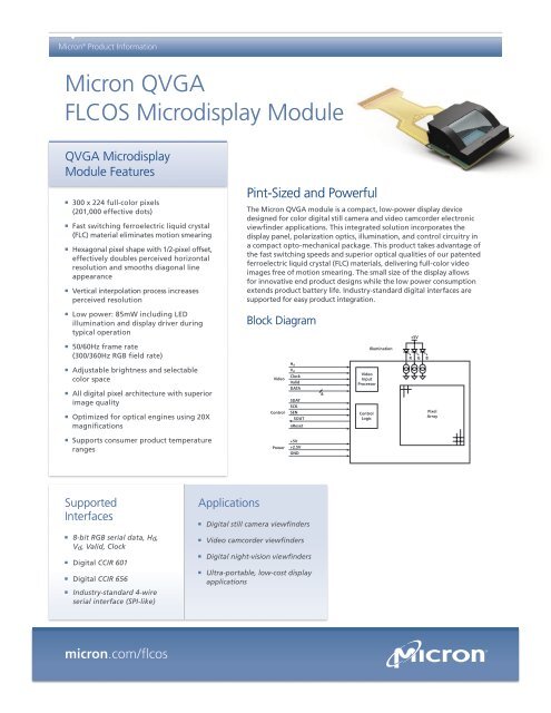 QVGA FLCOS Microdisplay Module Flyer - Micron