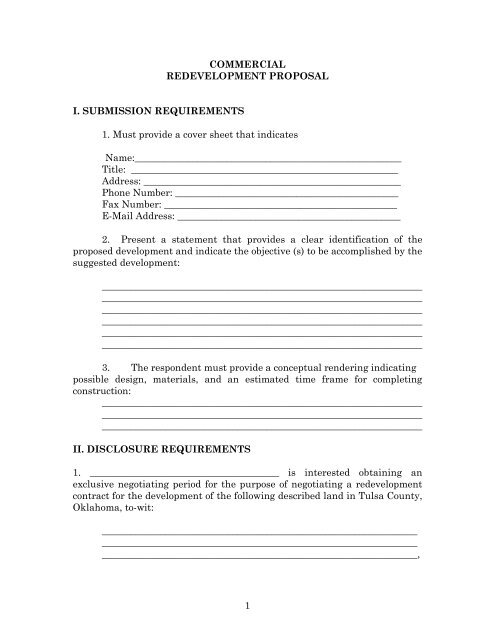 Redevelopment Proposal Template - Tulsa Development Authority