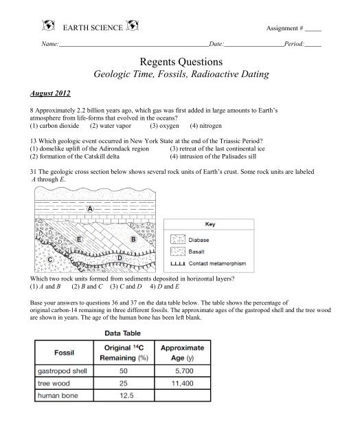 Geologic Time Worksheet Life And Geologic Time 7th 12th Grade