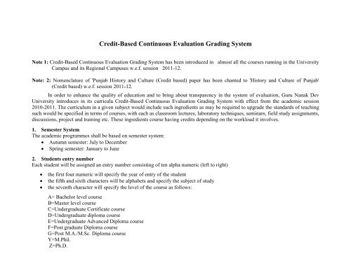 Credit Based Continous Evaluation Grading System - Guru Nanak ...