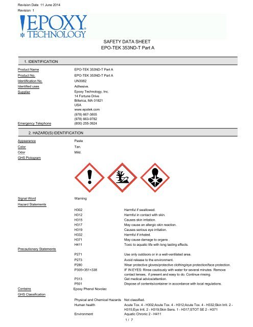 353ND-T-MSDS - Epoxy Technology