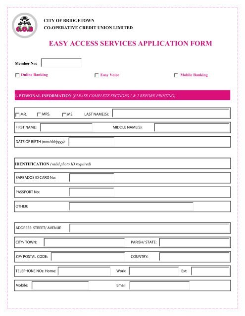 New application form.pdf - City of Bridgetown Co-Op Credit Union Ltd