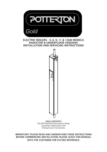 ELECTRIC BOILERS - 4, 6, 9, 11 & 12kW MODELS ... - Potterton