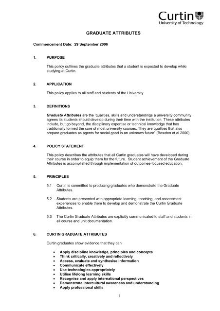 Graduate Attributes - Curtin University