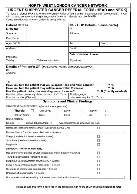 Head and Neck Referral Form - Nwlcn.nhs.uk