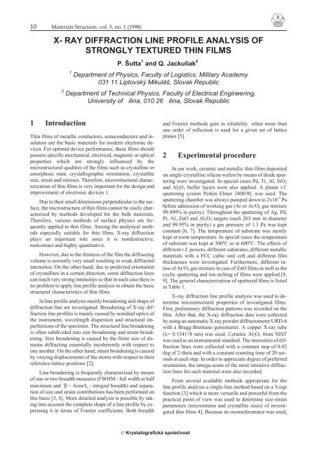 x- ray diffraction line profile analysis of strongly textured thin films