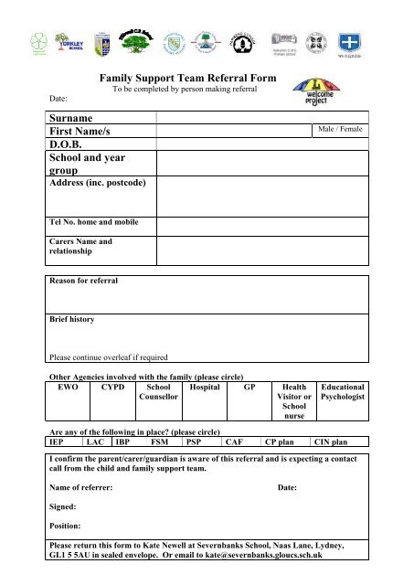 Family Support Team Referral Form - Whitecross School