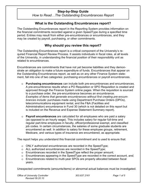 Step-by-Step Guide How to Readâ ¦The Outstanding Encumbrances ...
