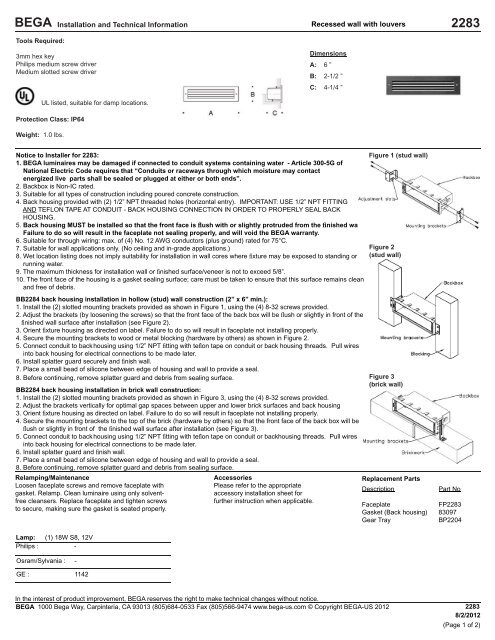 Installation Instructions - Bega