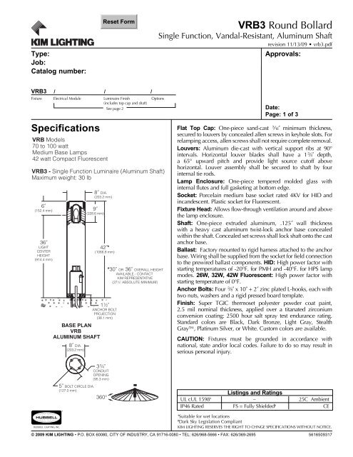 VRB3 Round Bollard - Kim Lighting
