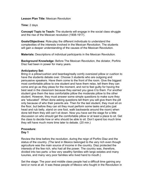 Lesson Plan Title: Mexican Revolution