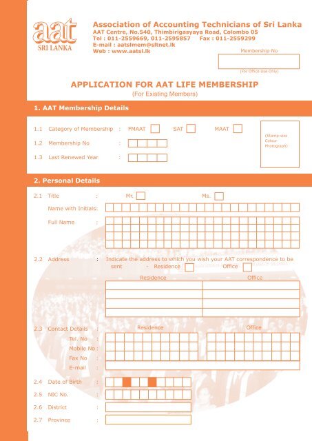 Life Membership Application Form For Existing Members