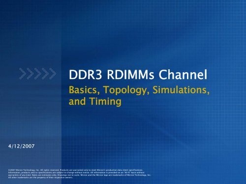 DDR3 RDIMMs Channel - Micron